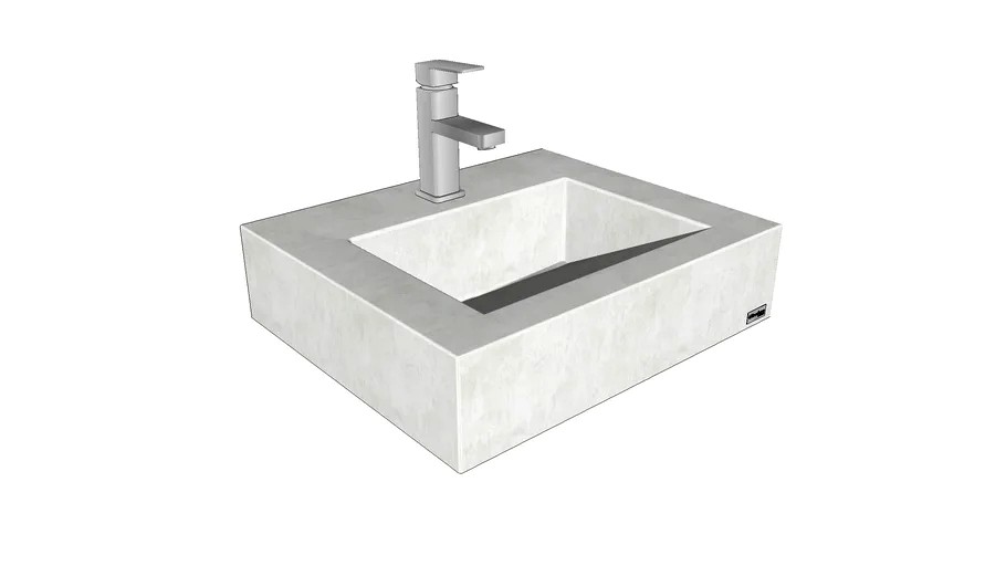 ADA floating concrete sink 3d model