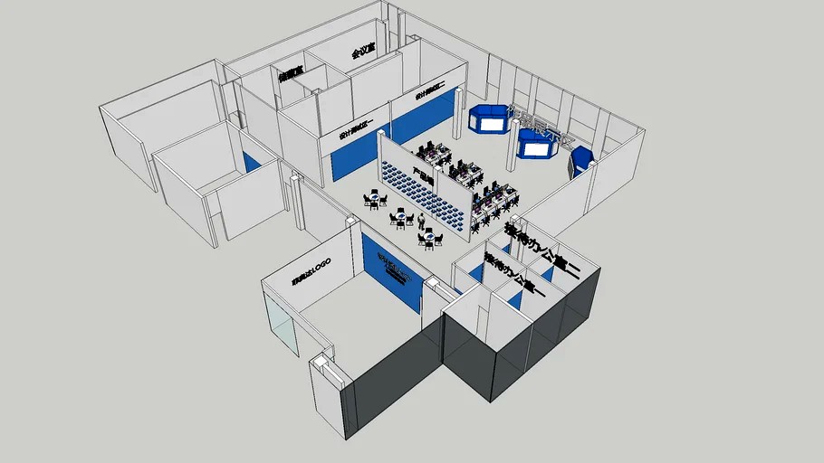 Design institute layout plan 3d model