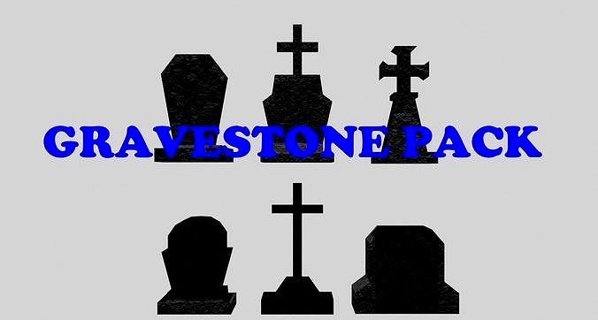 6 Gravestone pack for Blender 3d model