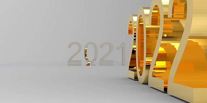 Simple animation showing the transition from 2021 to 2022 3d model
