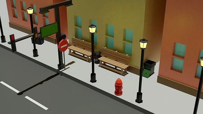 LOW POLY URBAN STREET MODELS 3d