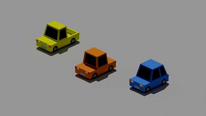 Low-Poly Cartoon Car Pack 3d model