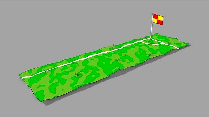 2D Football Pitch Section Cel Shaded 3d model