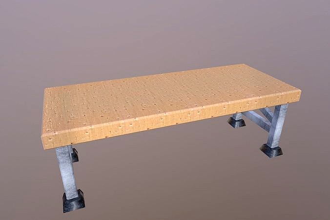 Wooden Work Table 3d model