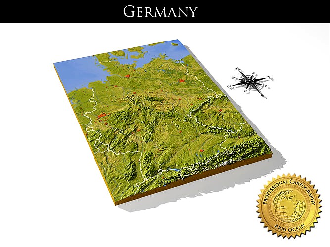 Germany High resolution 3D relief maps model