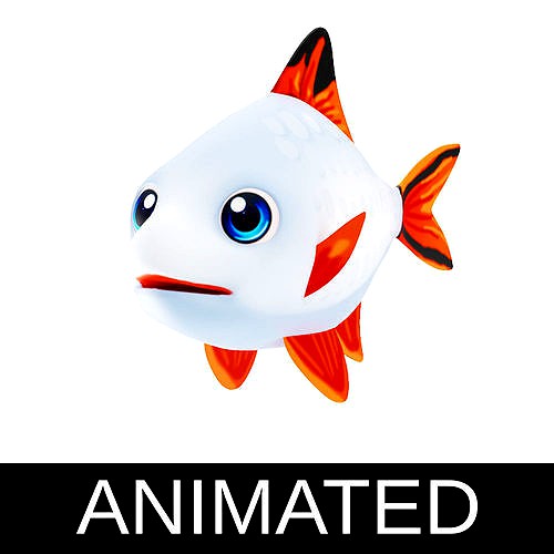 Stripe Tailed Tinfoil Barb Cartoon Style Animated 3d model