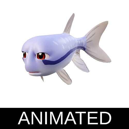 Siamese Flying fox Fish Cartoon Style Animated 3d model