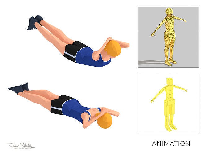 Bridge Exercise Woman Animation 3d model