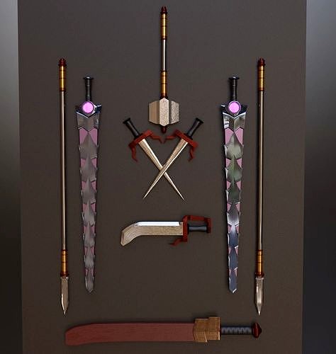 Weapons - Sword Dagger Spear Axe 3D model