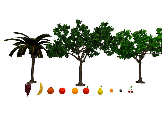 FRUITS AND TREES LOW POLY PACK 3d model