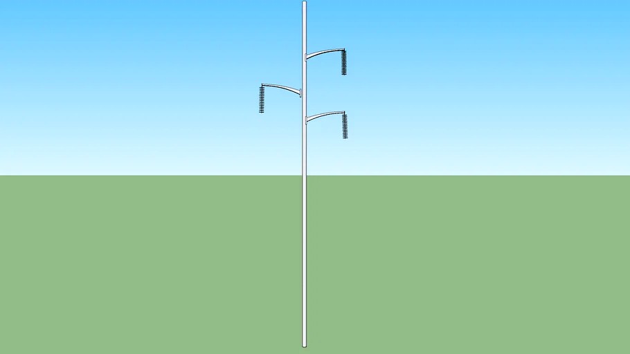 Rounded White Aluminum Utility Pole 3d model