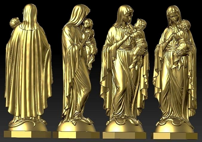 mother holding jesus model stl 3d
