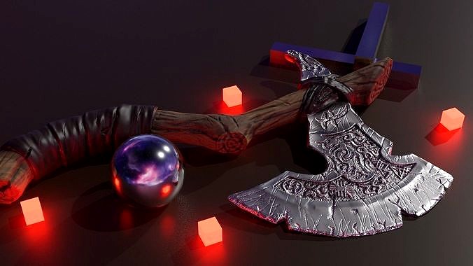 SATAN AXE - Game ready Low-poly 3D model Blender