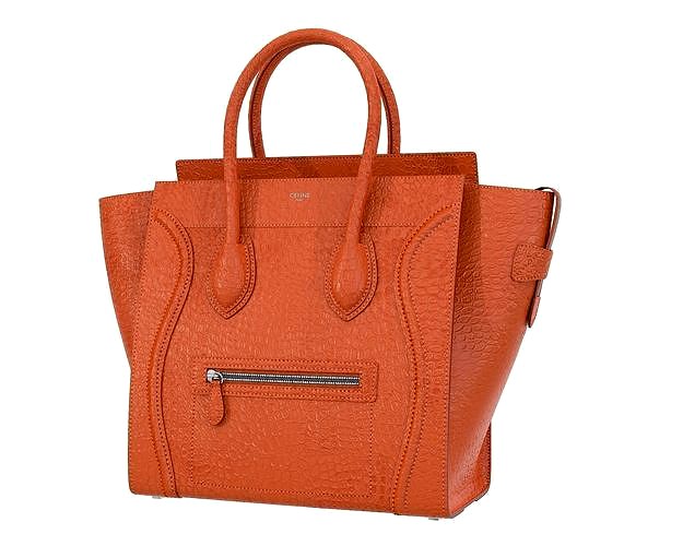 Celine mini Luggage Bag Orange Crococodile 3d model