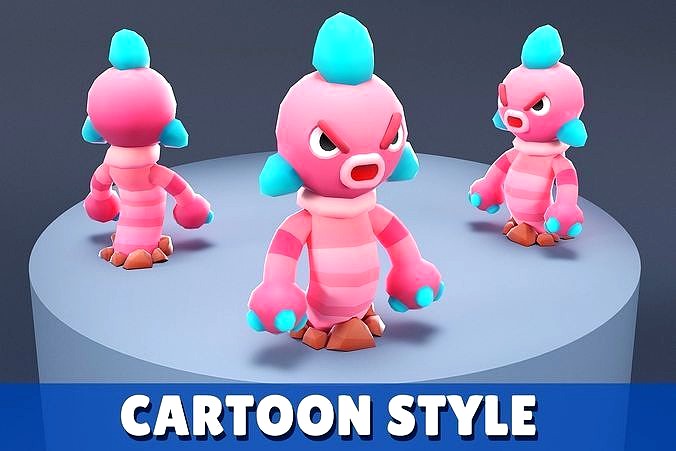 Cartoon Characters - Medium Worm Warrior 3d model