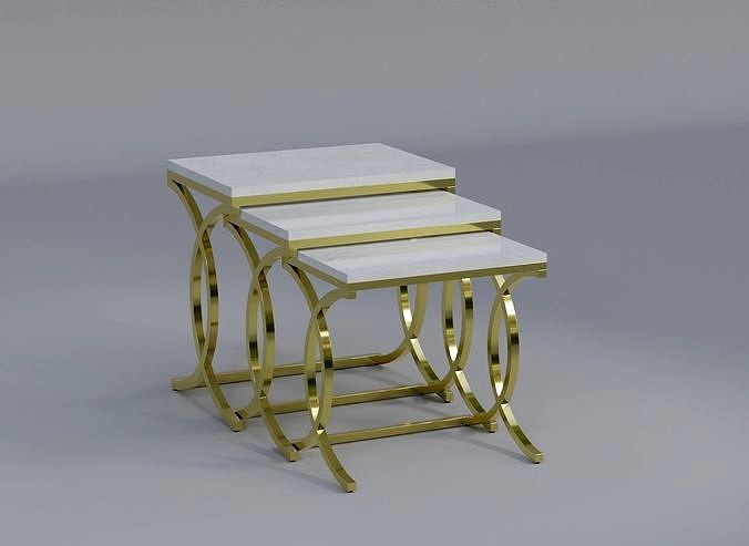 White Marble Nesting Side Table 3d model