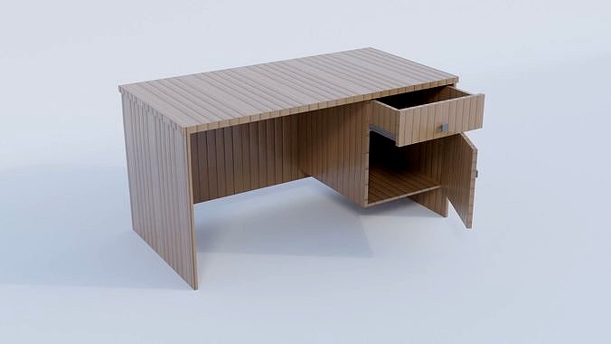 Wooden Study Table 3d model
