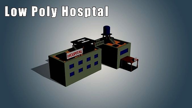 Low Poly City General Hospital 3d model