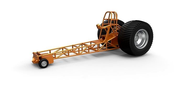 Diecast Pulling tractor chassis Scale 1 to 25 | 3D model