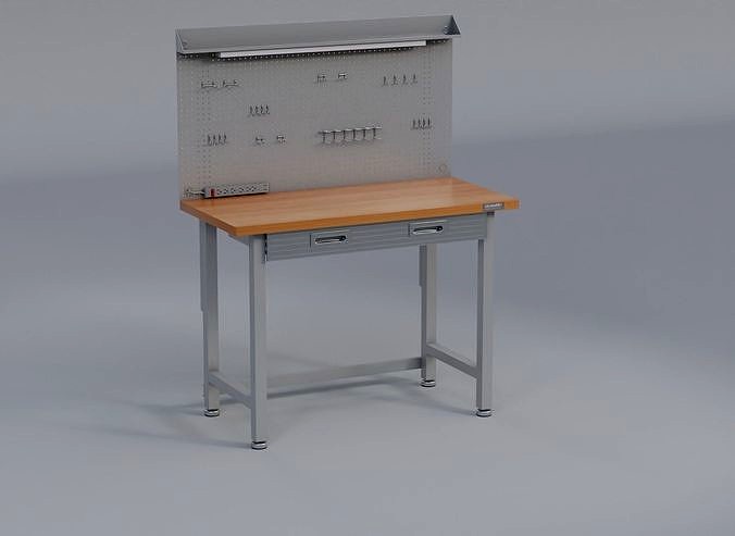 Lighted Workbench with Pegboard 3d model