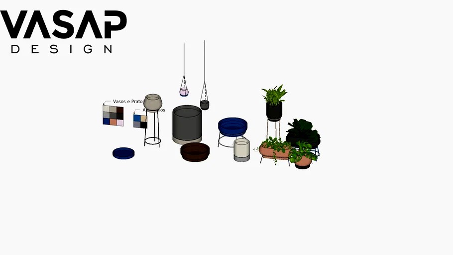 Vasos vasap com plantas 3d model