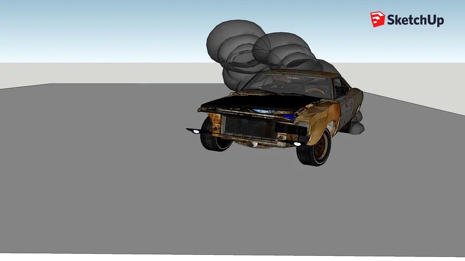 clapped out 1969 dodge charger burn out 3d model