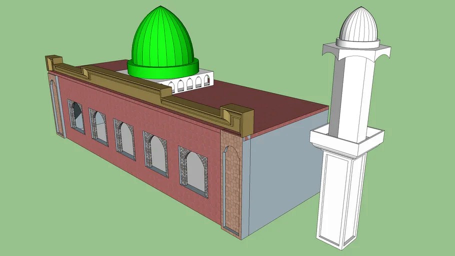 masjid tomb with minar sarkar e madina 3d model