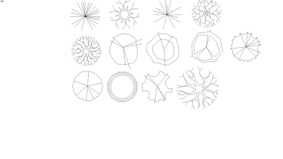 2D trees - Top view 3d model
