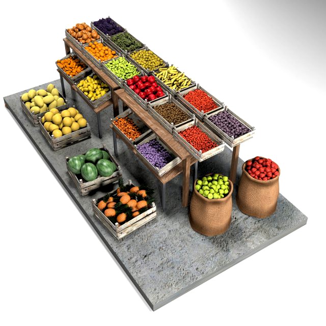 fruit stand market 3d model