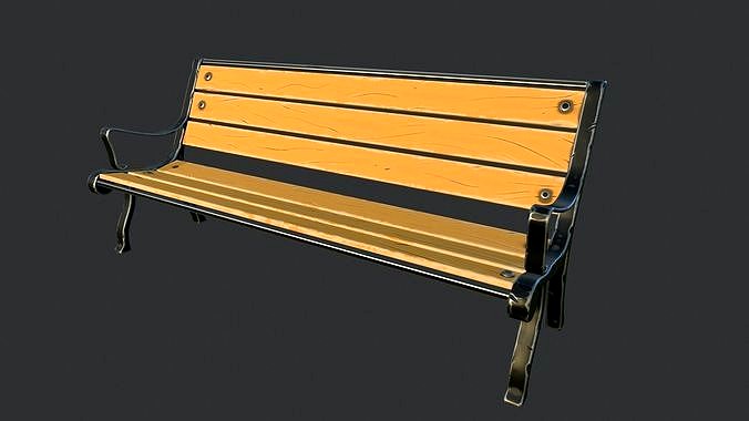 Wood bench semi realistic 3d model