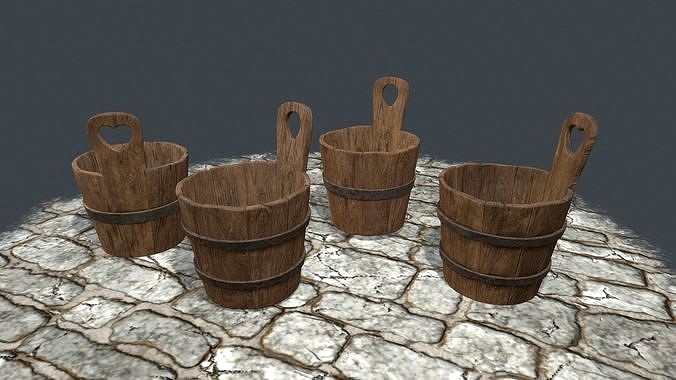 Medieval bucket set 3d model