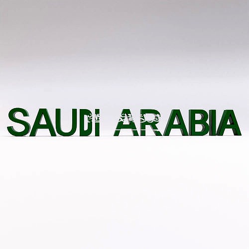 Saudi Arabia country Name text 3d model