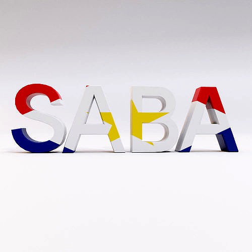 Saba country Name text 3d model