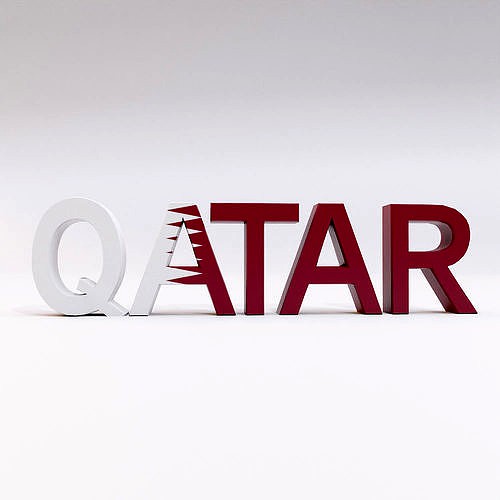 Qatar country Name text 3d model