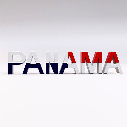 Panama country Name text 3d model