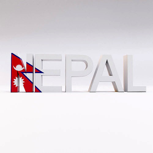 Nepal country Name text 3d model