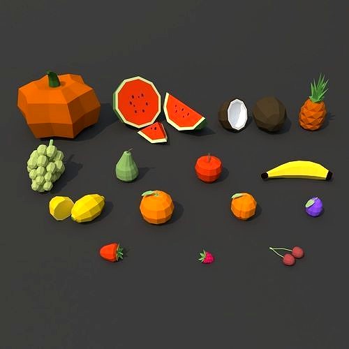 15 low poly fruit models in Mathgoras design 3d