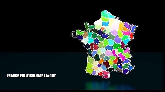 FRANCE POLITICAL MAP LAYOUT 3d model