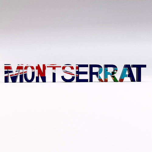 Montserrat country Name text 3d model