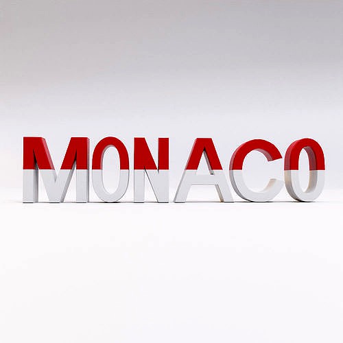 Monaco country Name text 3d model