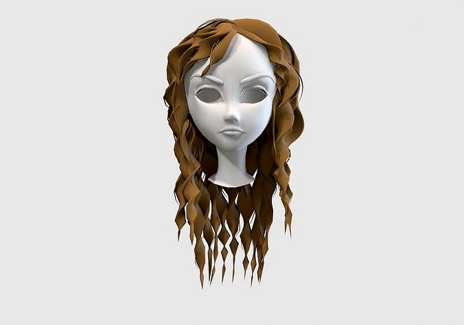 wavy cartoon hairstyle 3d model
