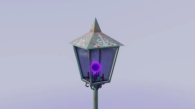 stylized steampunk lamp staff PBR Game ready 3d model