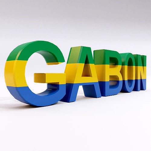 Gabon country name text 3d model