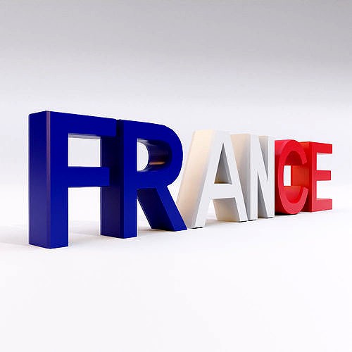 France country name text 3d model