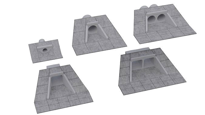 Road concrete culverts set 3d model
