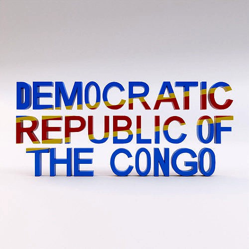 Democratic Republic of the Congo country name text 3d model