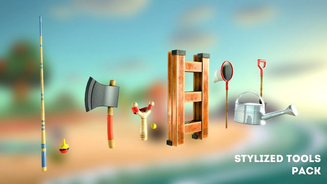 stylized tools pack 3d model