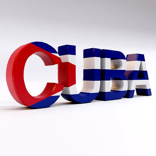 Cuba country name text 3d model