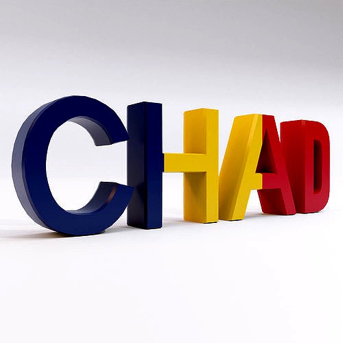 Chad country name text 3d model