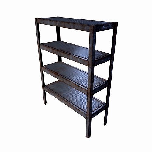 Industrial Rusty Shelf Low Poly Rack 3d model